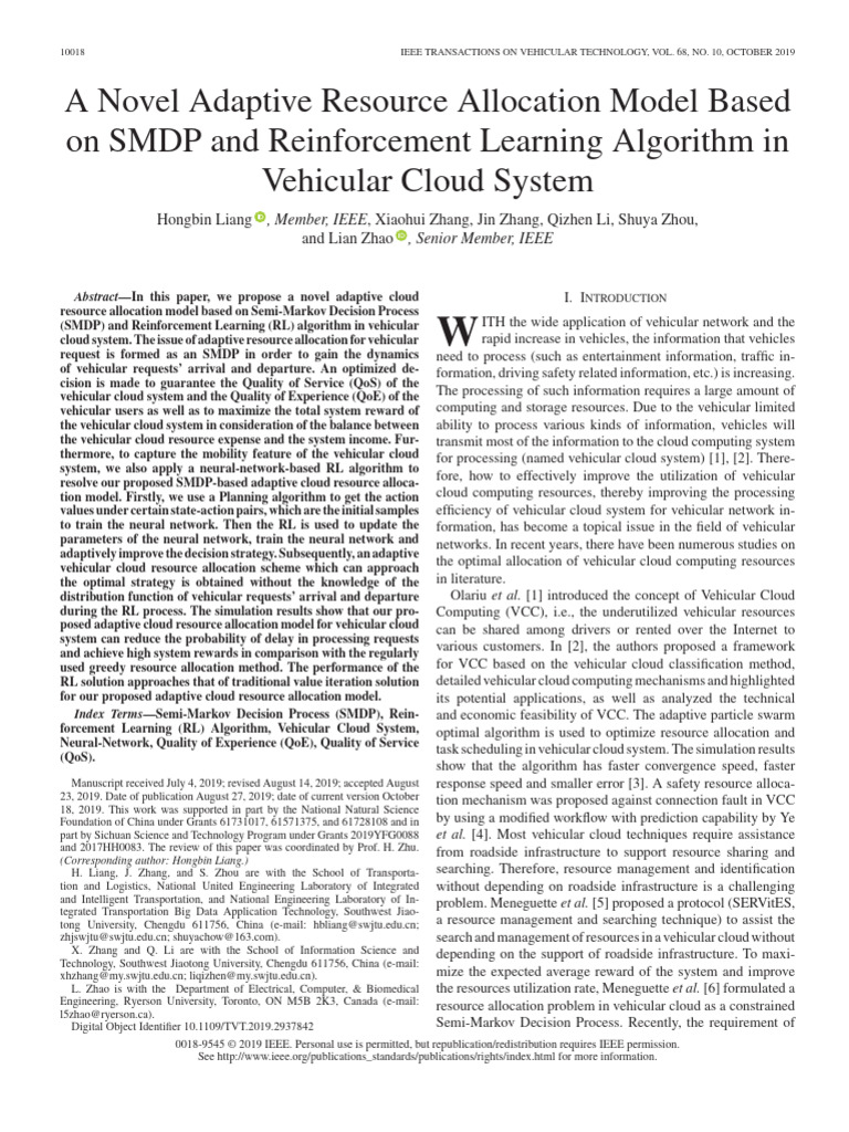 A Novel Adaptive Resource Allocation Model Based On Smdp And