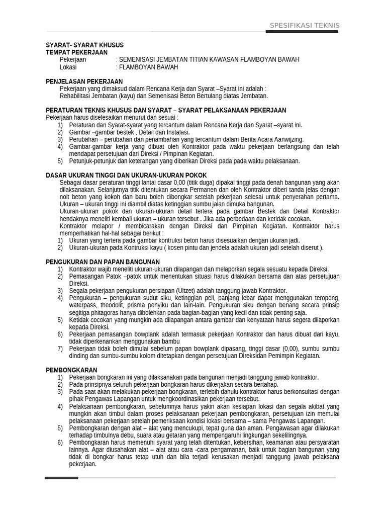 01-Spektek Khusus Jalan Titian Paket FLAMBOYAN BAWAH | PDF