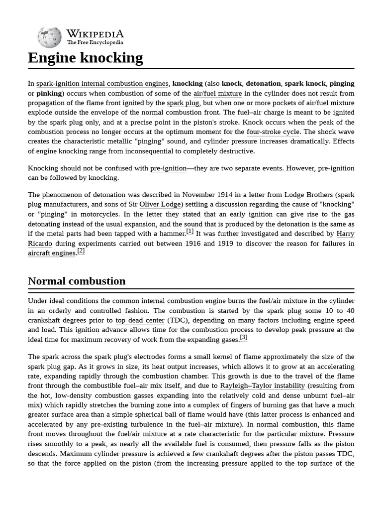 Engine Knocking | PDF