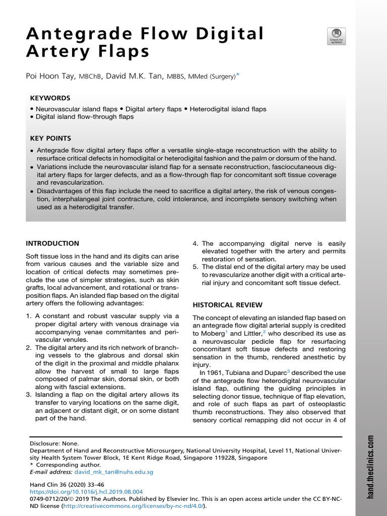 Antegrade Flow Digital Artery Flaps | PDF