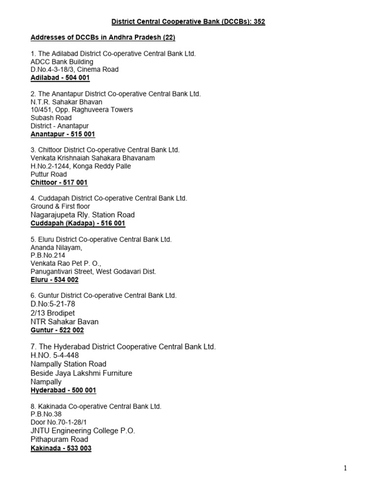 District Central Cooperative Bank | PDF