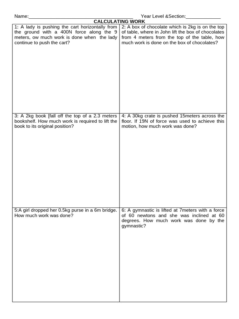 Work Activity Sheet | PDF