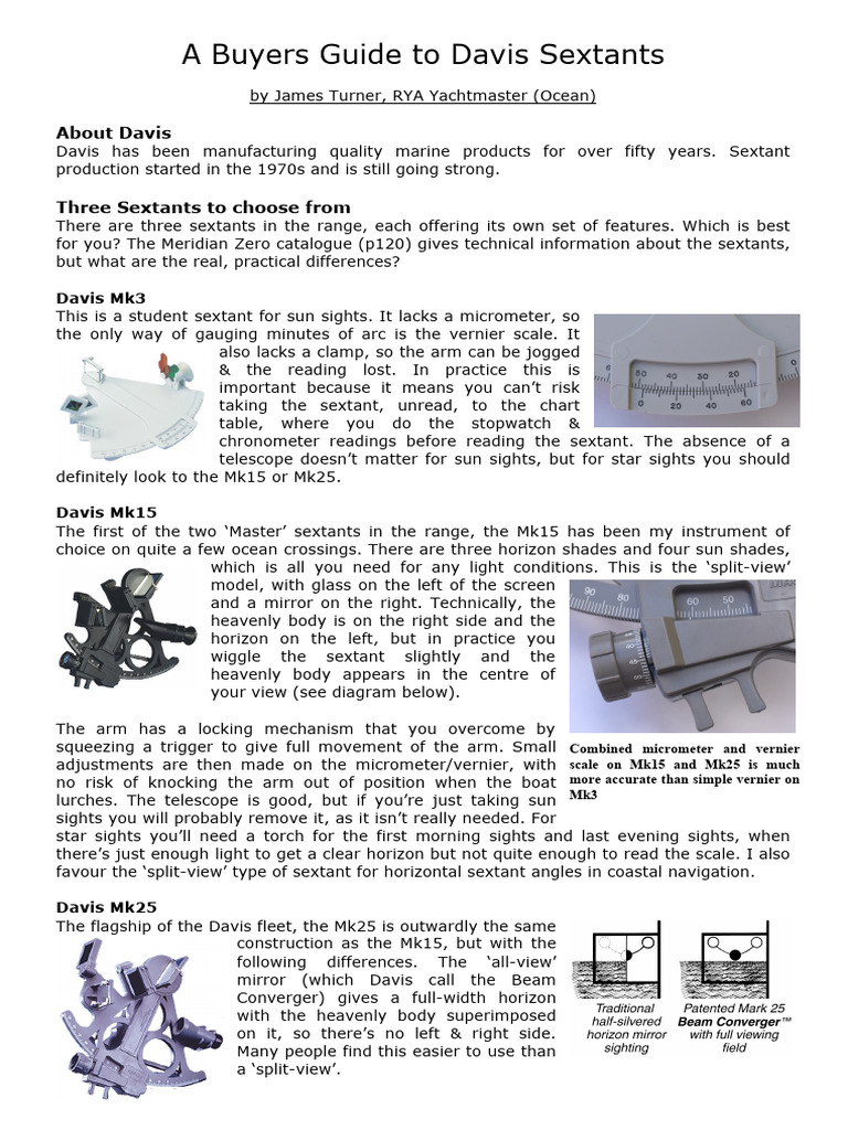 Davis Sextants Buyers Guide | PDF