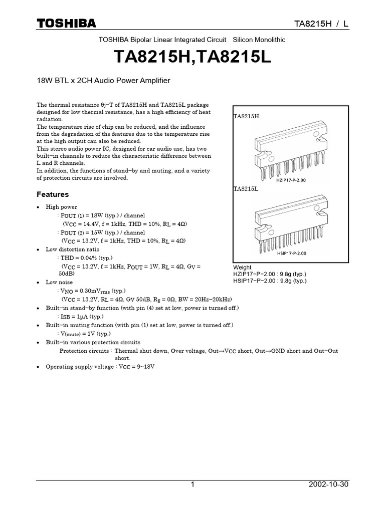 TA8215H Toshiba | PDF