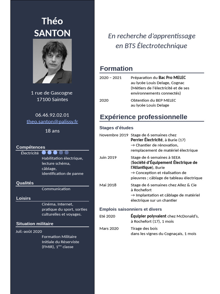 CV Bac Modele Colonne | PDF