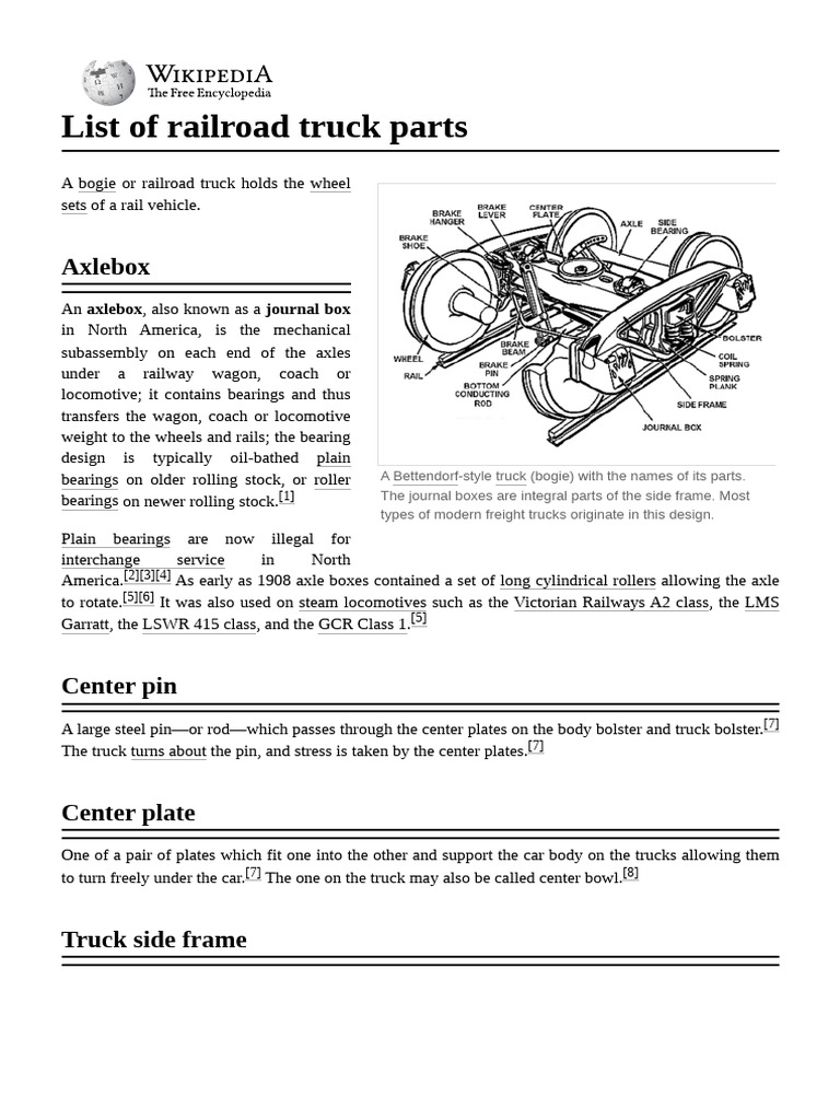 List of Railroad Truck Parts | PDF