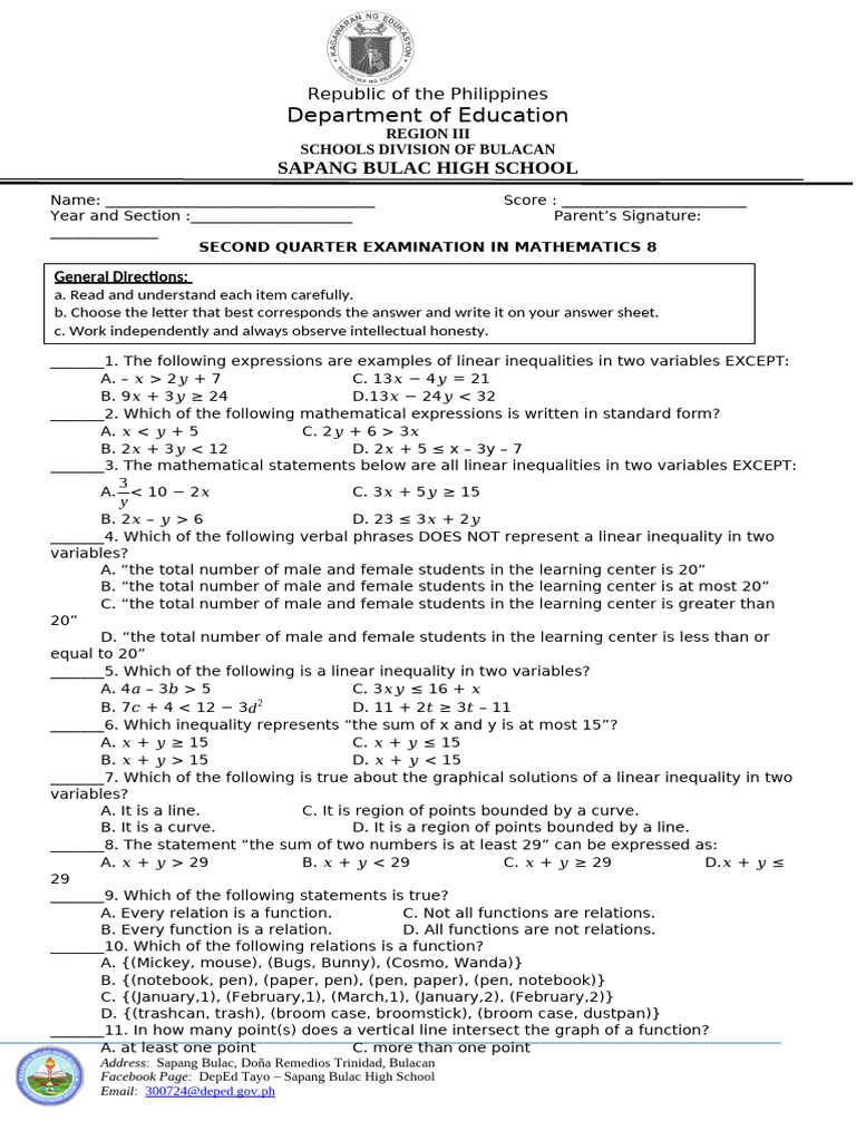 MATH - 2ND QUARTER | PDF