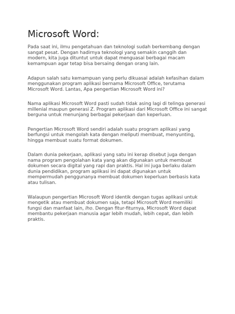 Pengertian Microsoft Word 1 | PDF