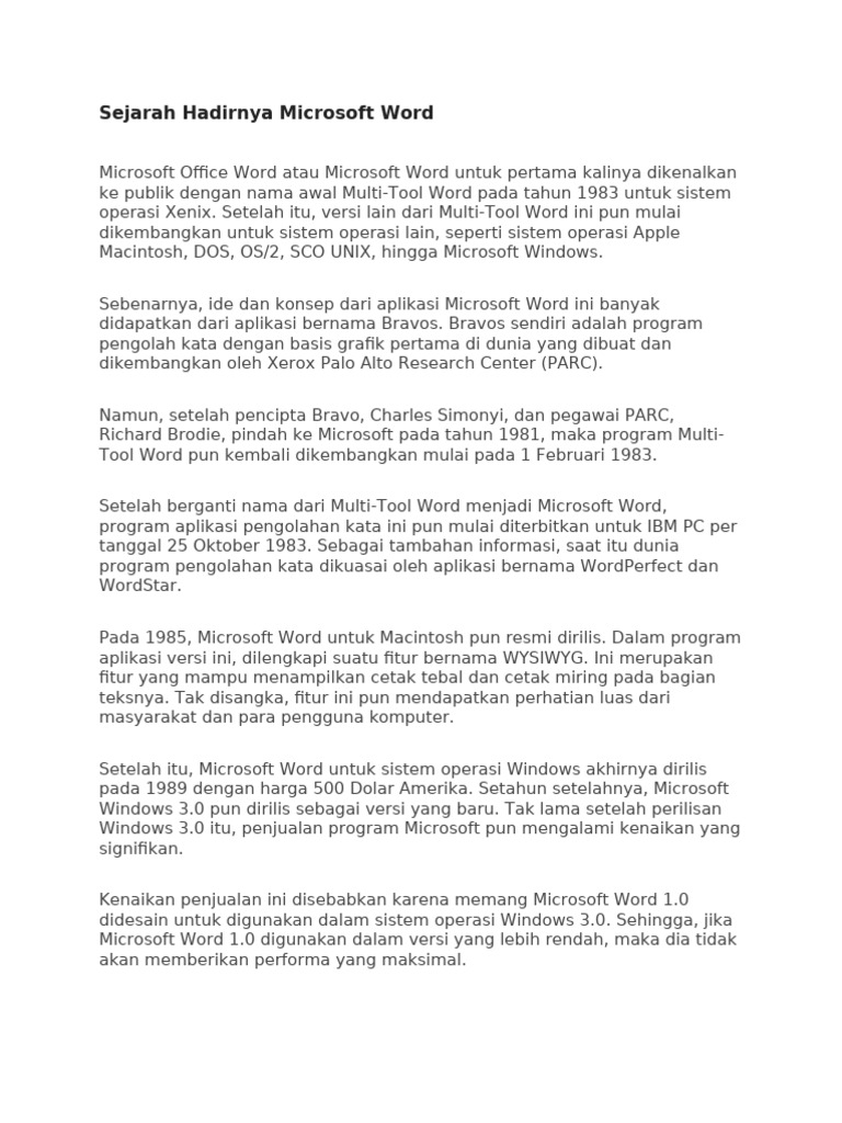 Sejarah Hadirnya Microsoft Word 2 | PDF