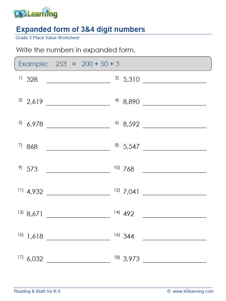 Grade 3 Expanded Form QDF | PDF