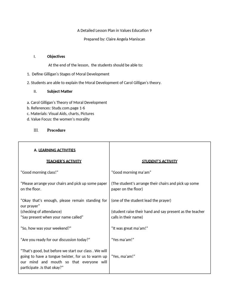 A Detailed Lesson Plan in Values Education | PDF