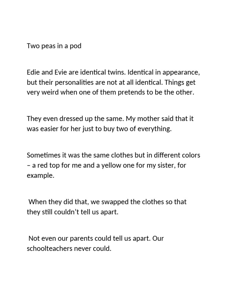 Two Peas in A Pod | PDF