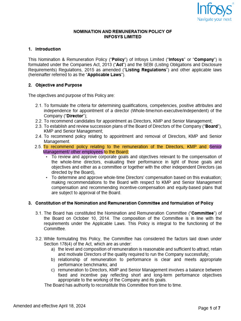 Remuneration Policy Draft 3 | PDF