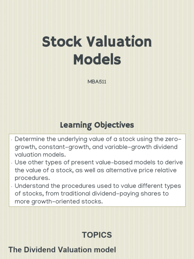 Stock Valuation Models | PDF