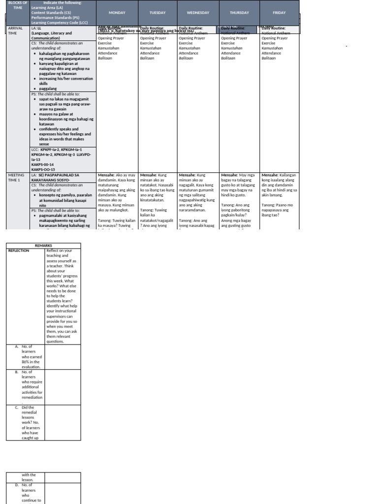 DLL Kinder Q2 Week-1 | PDF