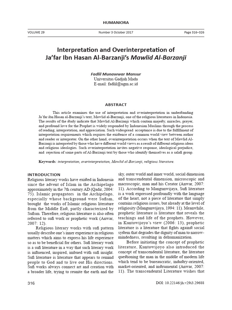 Interpretation and Overinterpretation of Jafar Ib | PDF