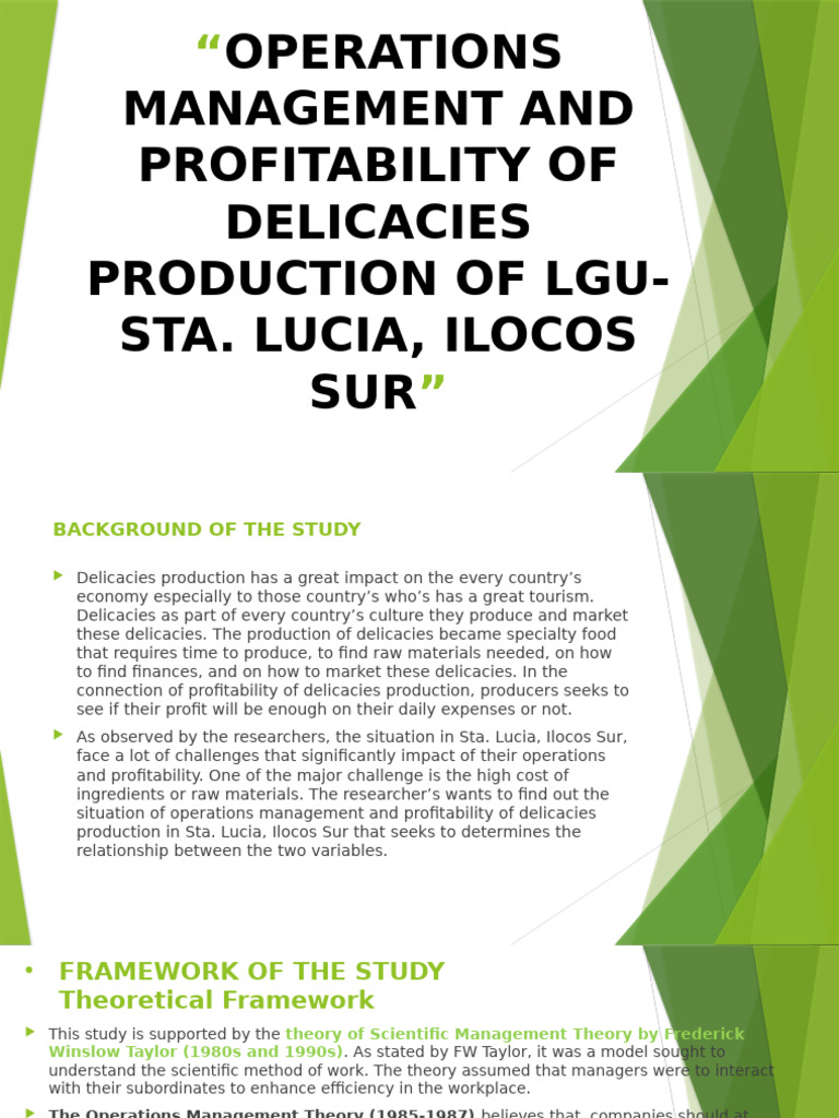 Operations Management and Profitability of Delicacies Production | PDF