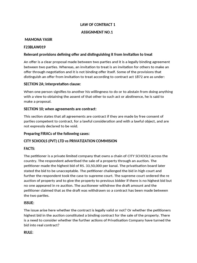 Law of Contract | PDF