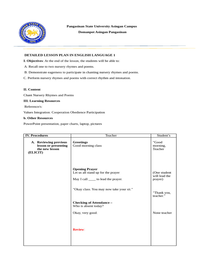 DETAILED LESSON PLAN IN ENGLISH Literacy 1 | PDF