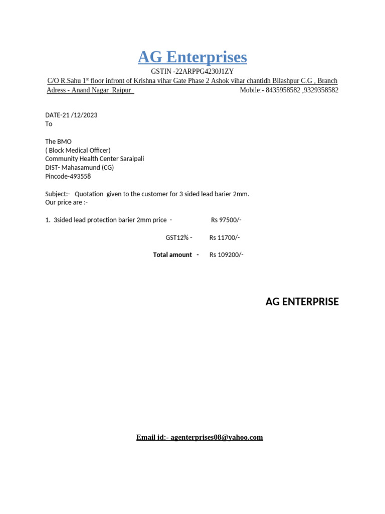 Ag Saraipali CHC | PDF