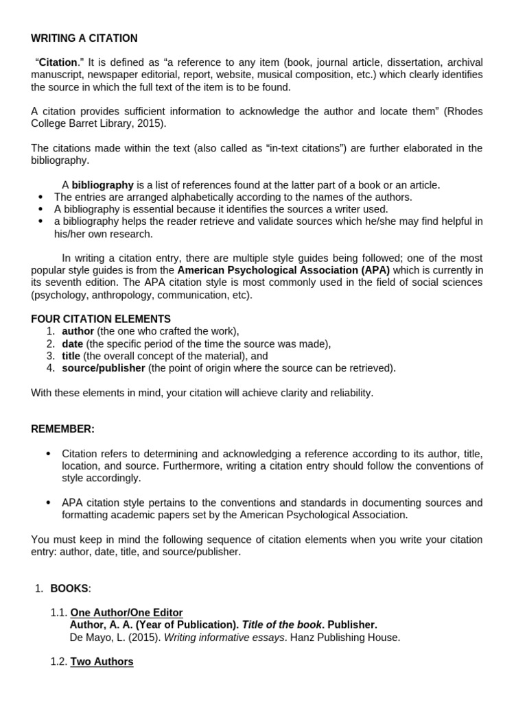 Writing A Citation-Week2 | PDF