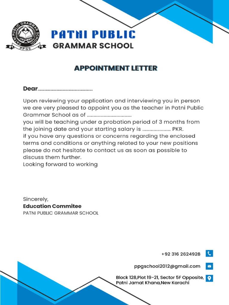 PPGS Appointment Letter | PDF | Wellness | Lifestyle
