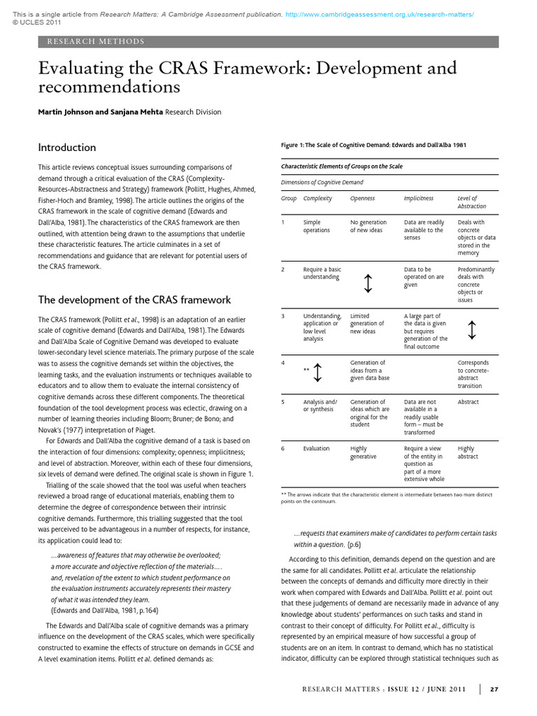 Evaluating The Cras Framework Development and Recommendations | PDF