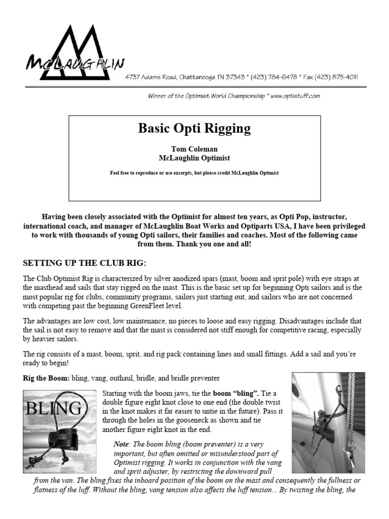 Optimist Basic Rigging 101 | PDF