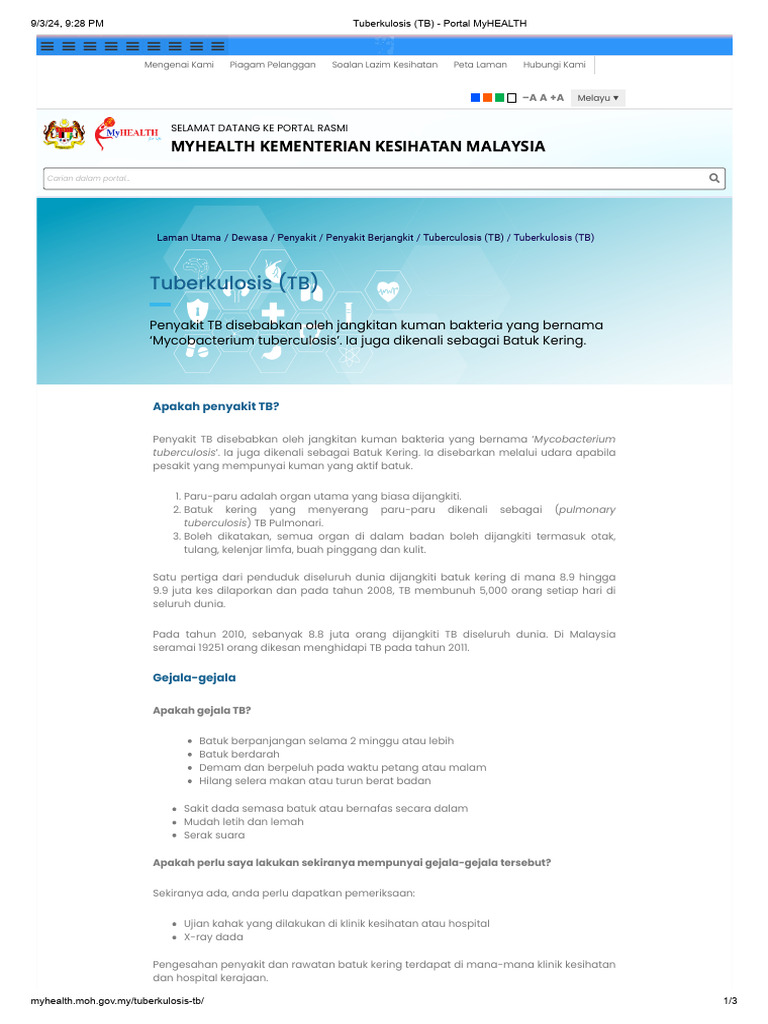 Tuberkulosis (TB) - Portal MyHEALTH | PDF