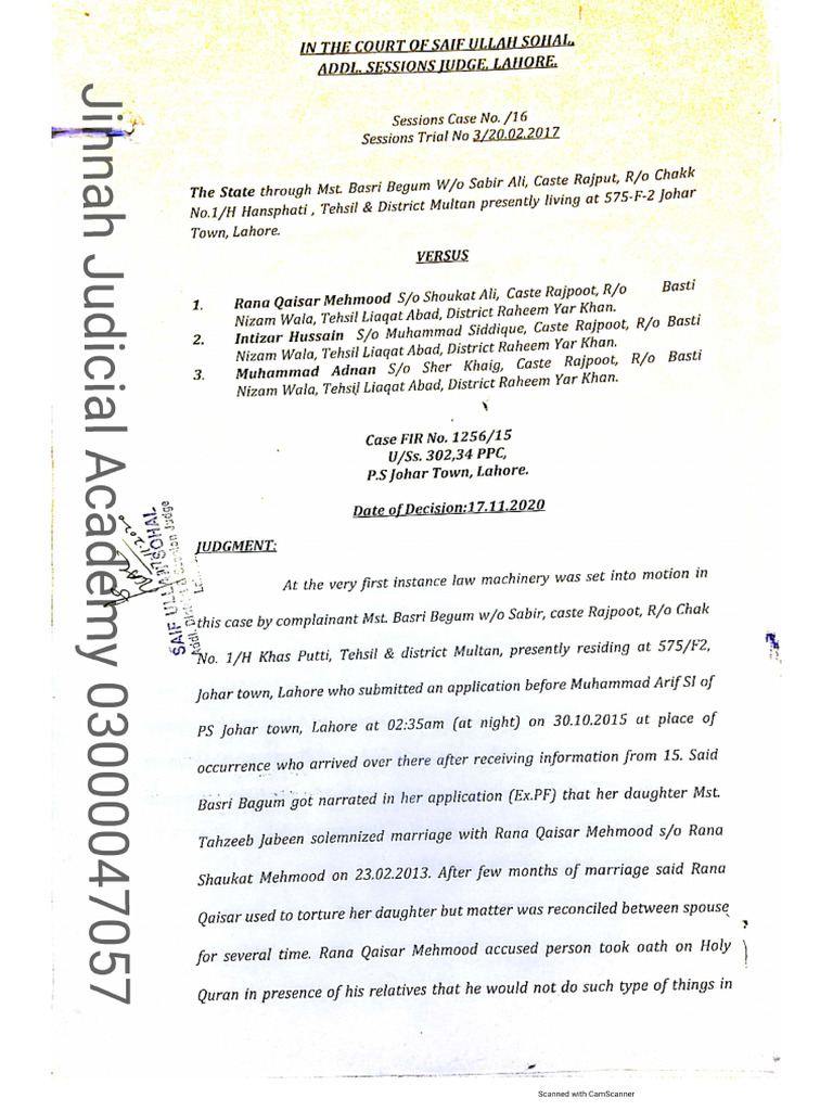 Judgement in 302 Case | PDF