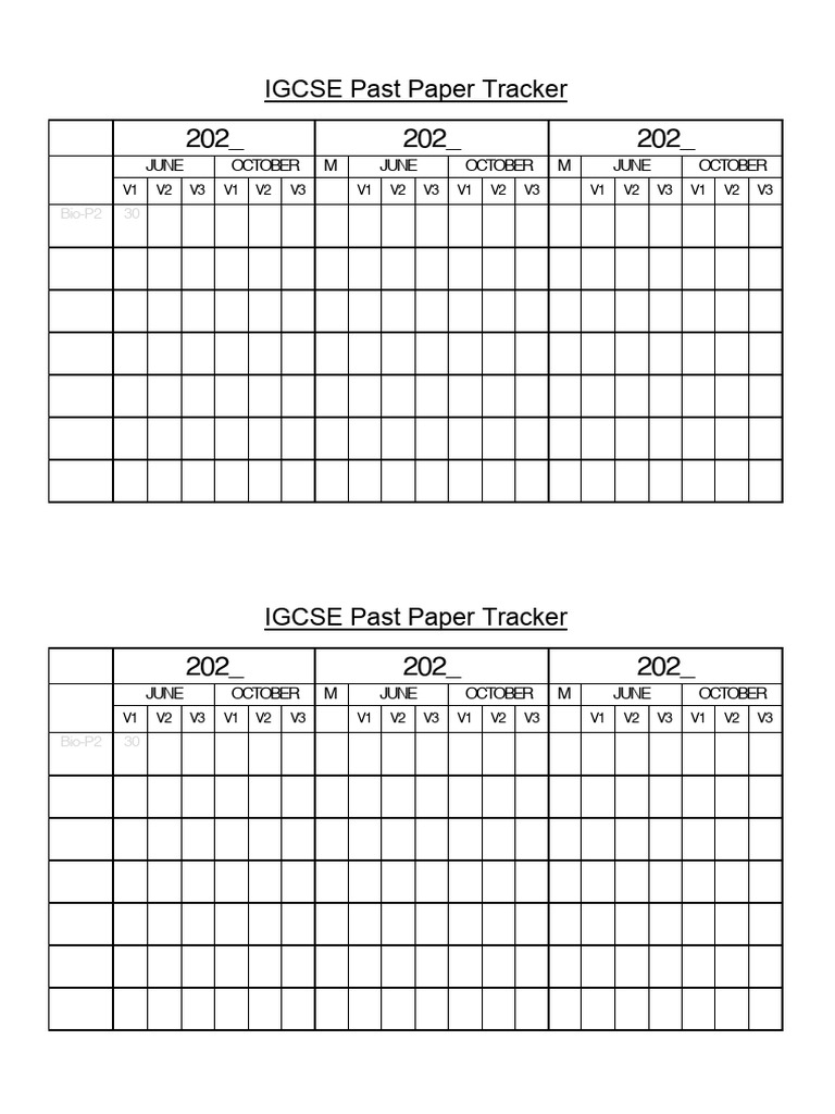 Igcse Past Paper Tracker A5-Print | PDF