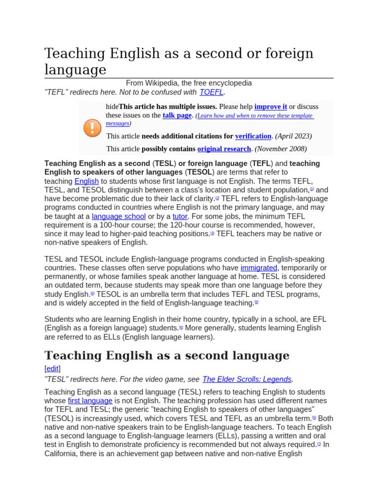 Teaching English As A Second or Foreign Language | PDF