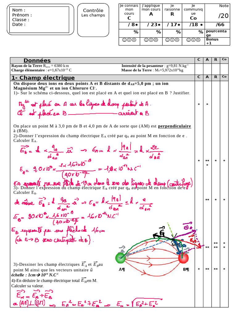 DS3 Chp Champ Intéractions Correction Partie 1 | PDF