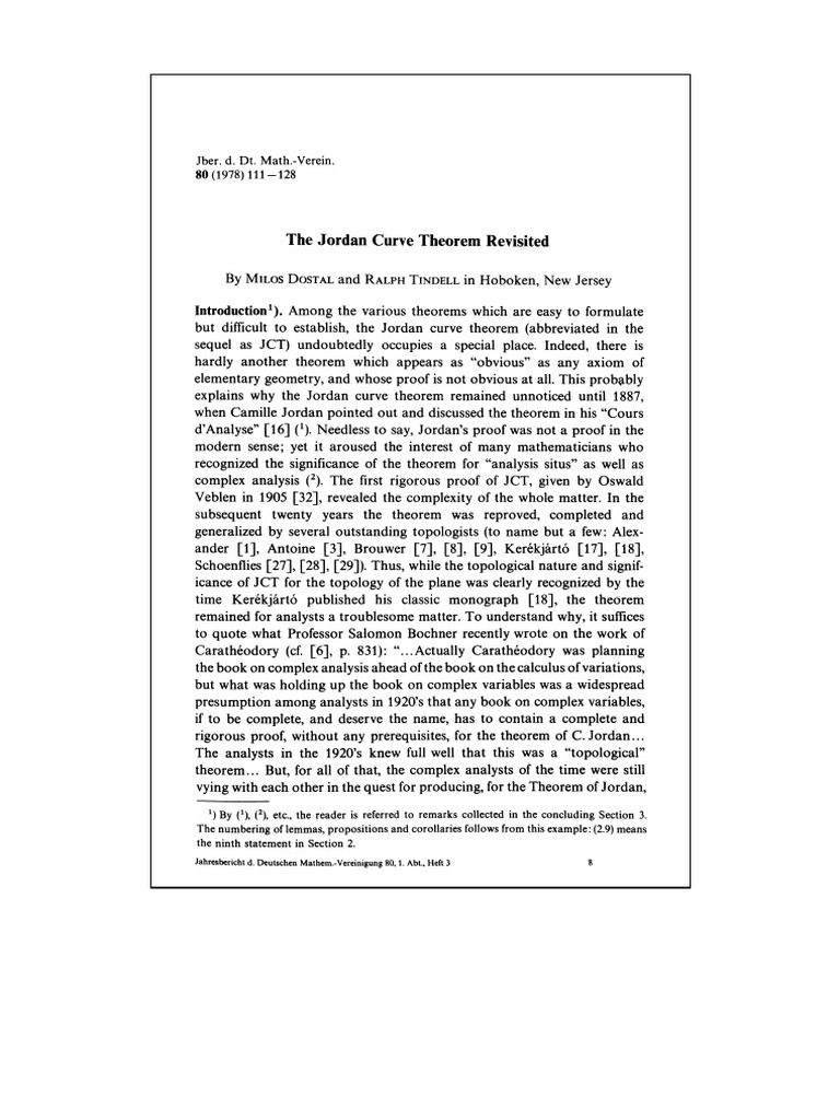 The Jordan Curve Theorem Revisited | PDF