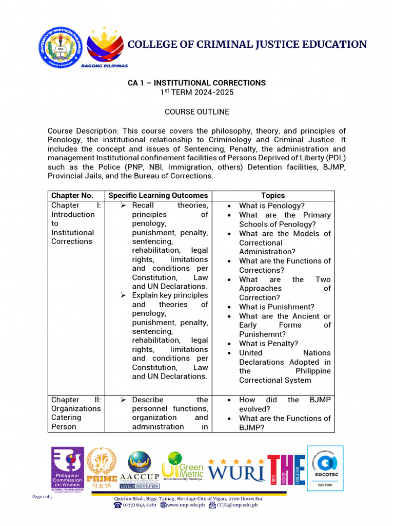 CCJE Course Outline CA1 | PDF