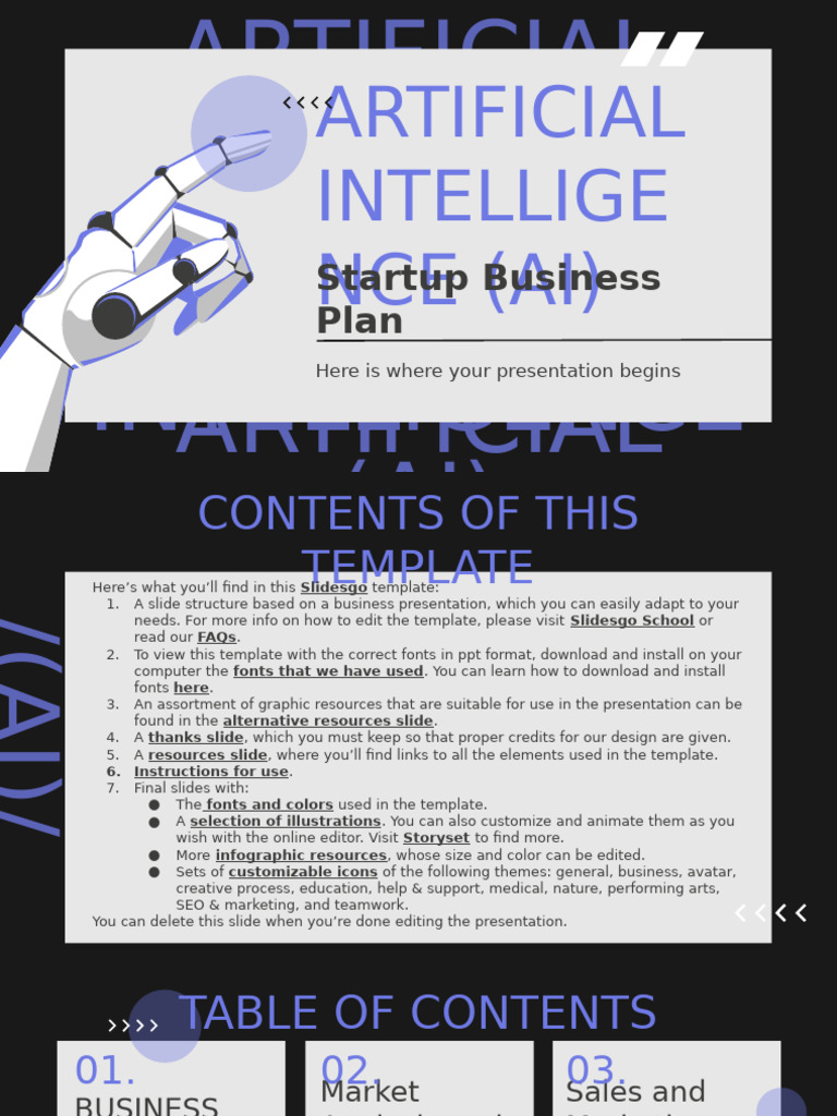 Artificial Intelligence (AI) Startup Business Plan - by Slidesgo | PDF