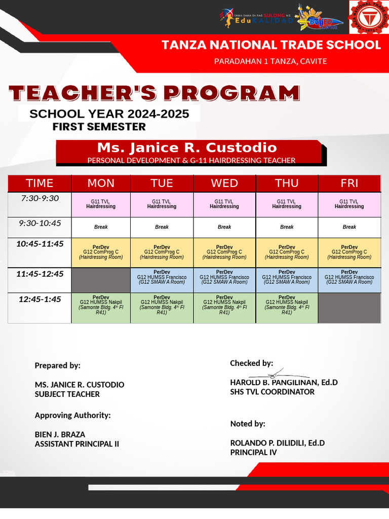 J.-CUSTODIO-Teachers-Program-2024-2025 | PDF