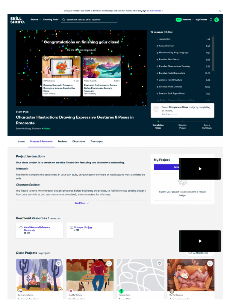 Screencapture Skillshare en Classes Character Illustration Drawing ...