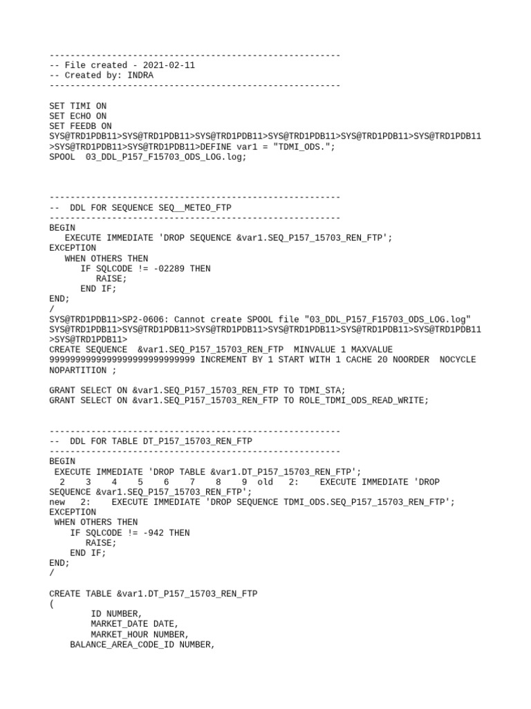 03 DDL P157 F15703 ODS Log | PDF