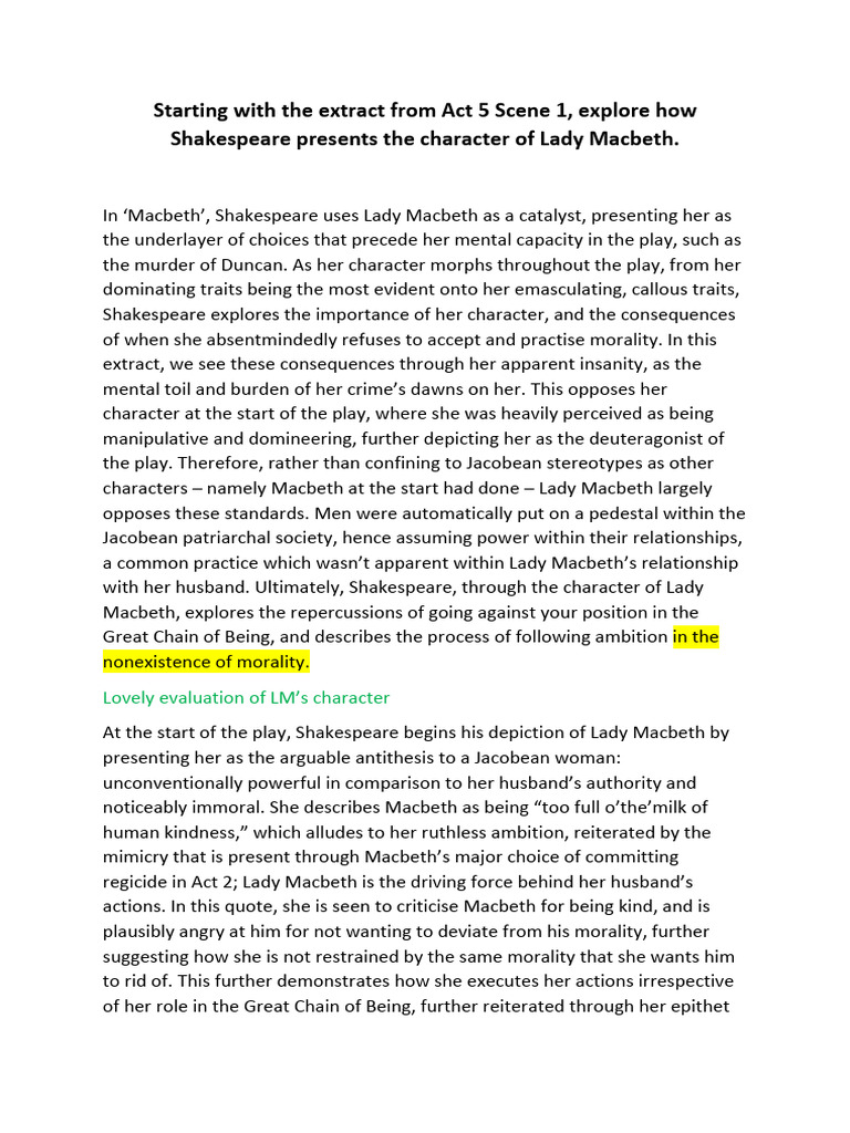 Lady Macbeth's Character | PDF