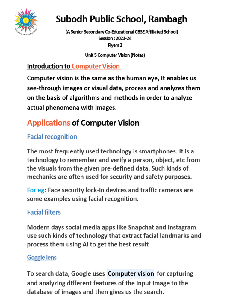 Flyers2 Computer Vision Notes | PDF