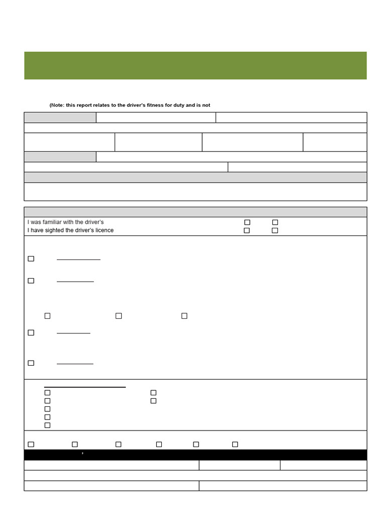 Fitness to Drive Medical Assessment Form | PDF | Driver's License ...
