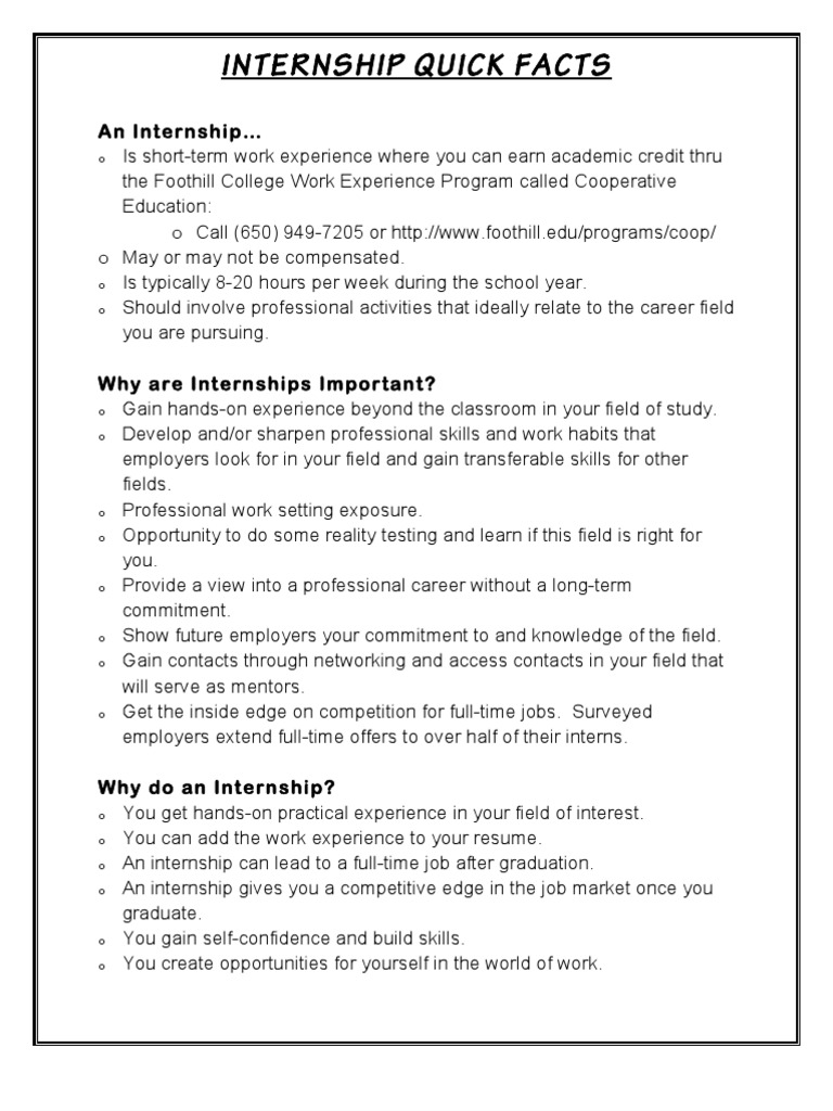 Internship Packet | PDF | Internship | Job Hunting