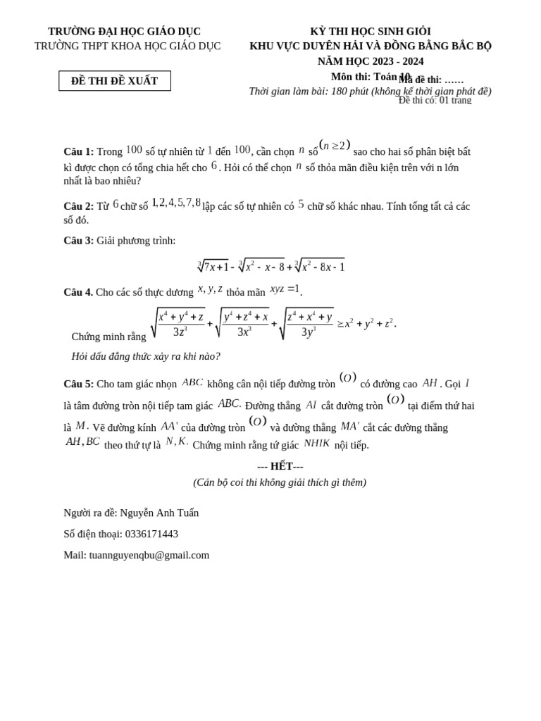 Toán 10 & HDC - THPT KHGD | PDF