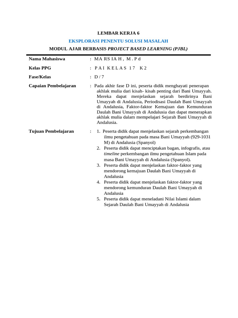 LK 7 PJBL PPG Loka | PDF