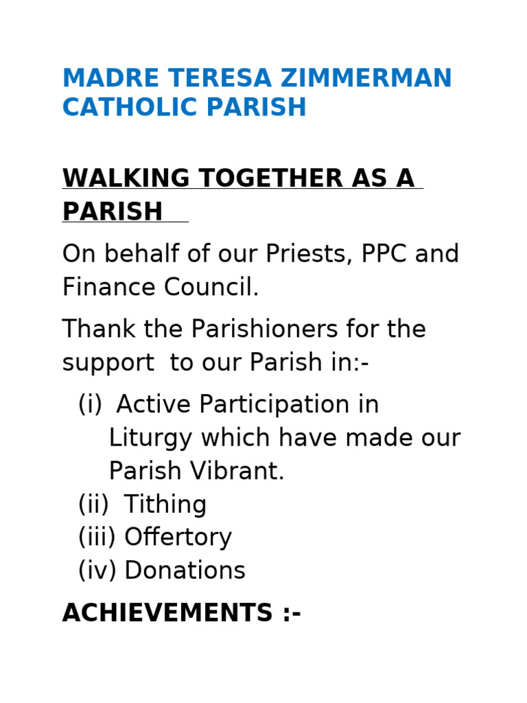 WALKING TOGETHER AS A PARISH Revised (Word) | PDF