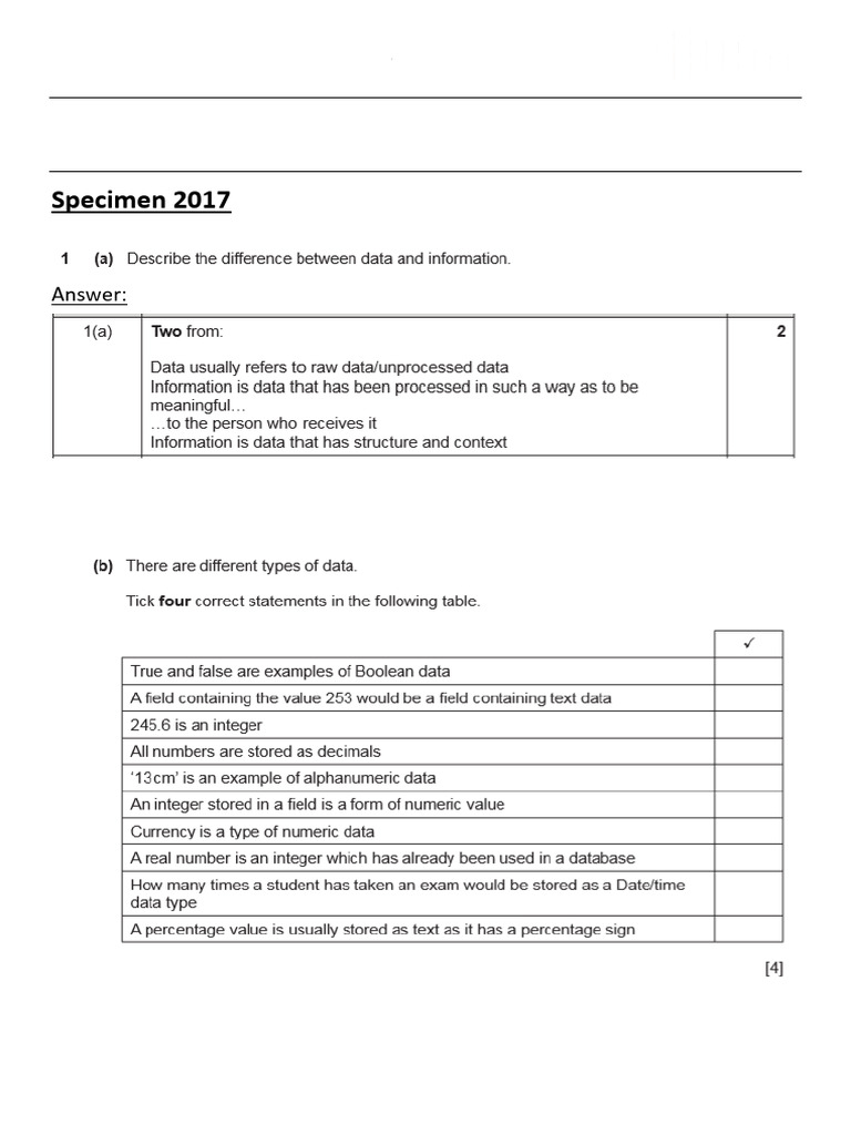 1.Data Processing [Past Papers] | PDF