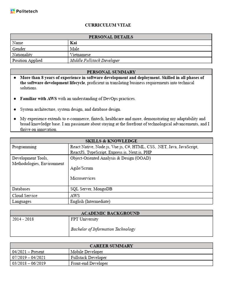 Josh - Middle Fullstack (React Native) | PDF