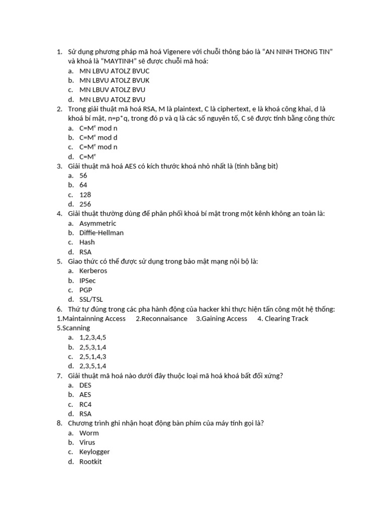 Đề Thi AT TT | PDF