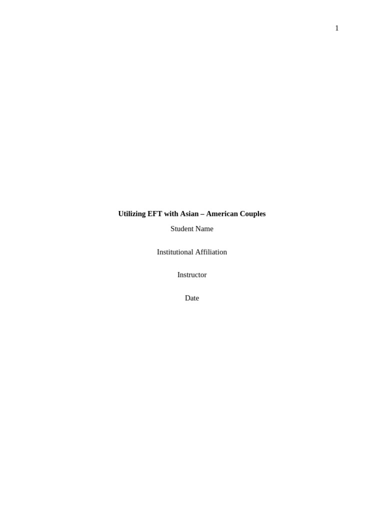 Utilizing EFT With Asian - American Couples | PDF